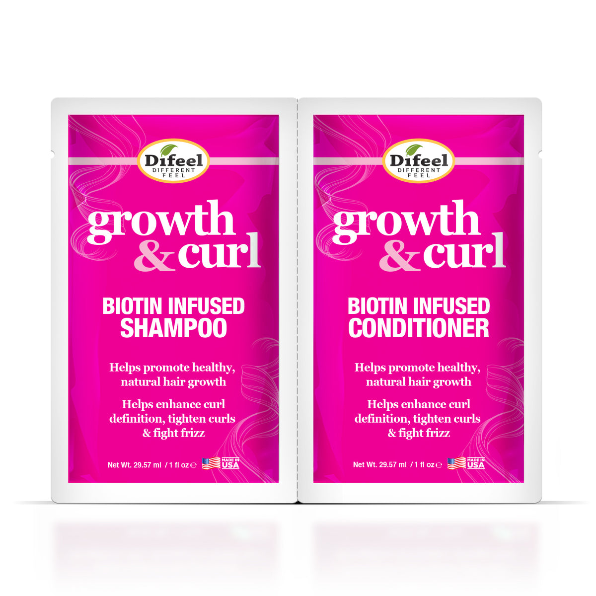 Difeel Growth & Curl Shampoo & Conditioner Combo Packet 2oz. | difeel ...