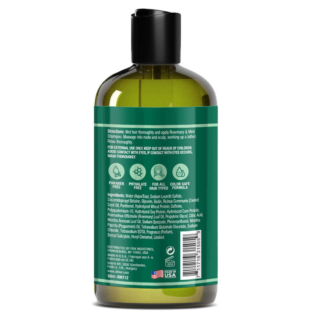 Difeel Rosemary and Mint Hair Strengthening Shampoo with Biotin 12 oz ...