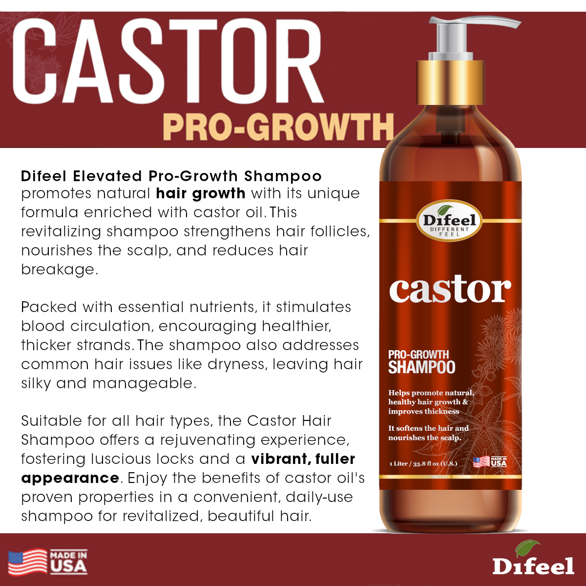 Difeel Elevated Castor Pro-Growth Shampoo 33 oz. | difeel - find your ...